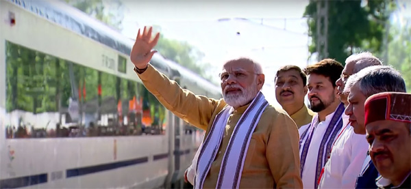 PM Modi flag-off Amb Andaura - New Delhi Vande Bharat Express Train ...