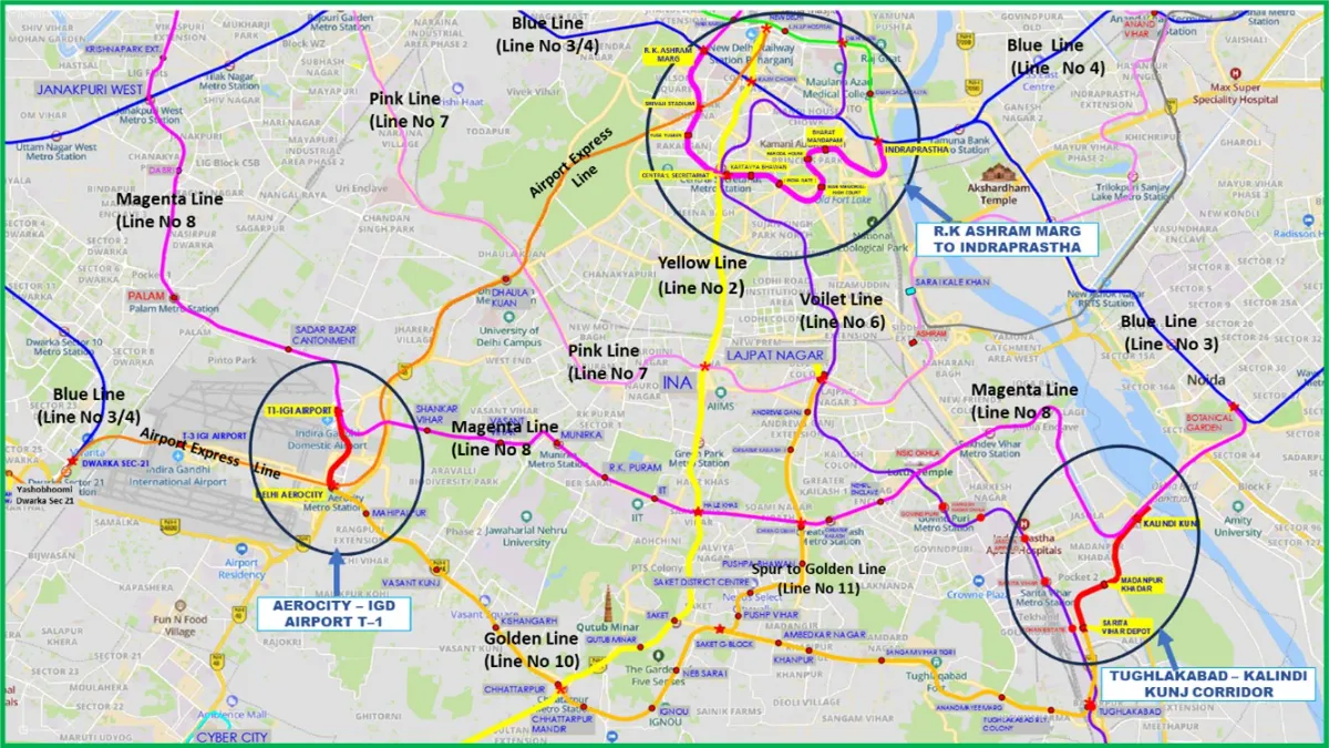 Cabinet Approves Three New Corridors Under Delhi Metro Phase V (A ...